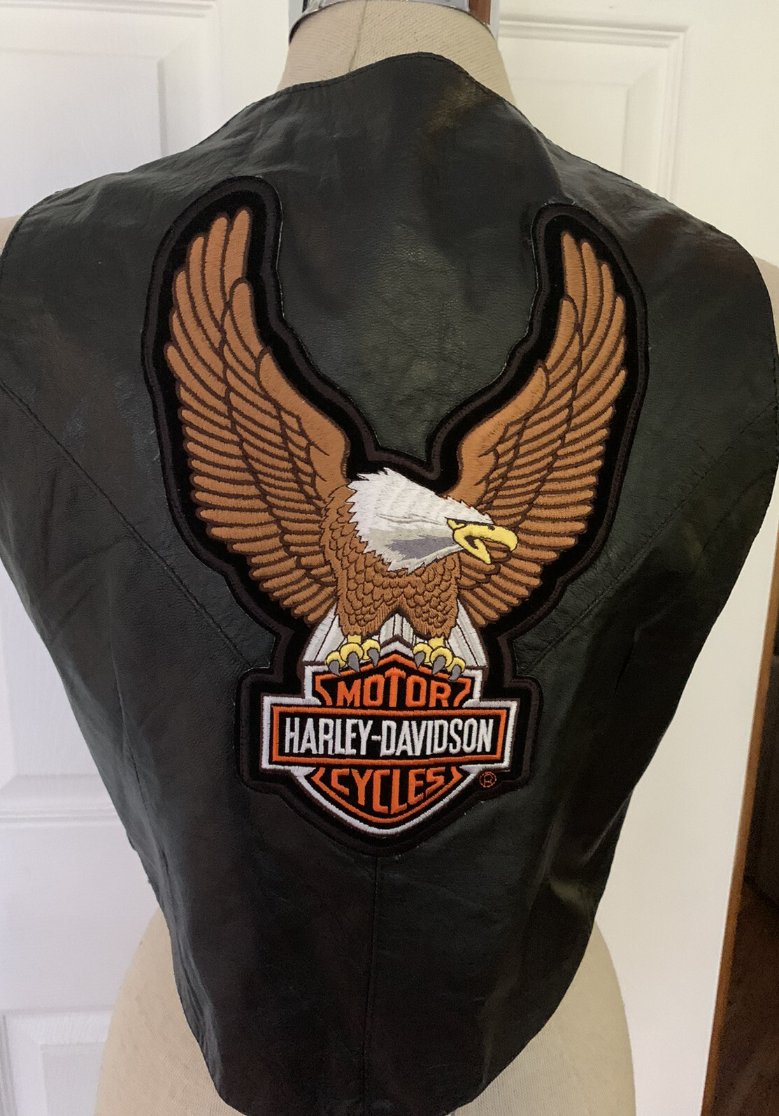 Harley Davidson Iconic Leather Patch Vest Crop Top Cu… - Gem