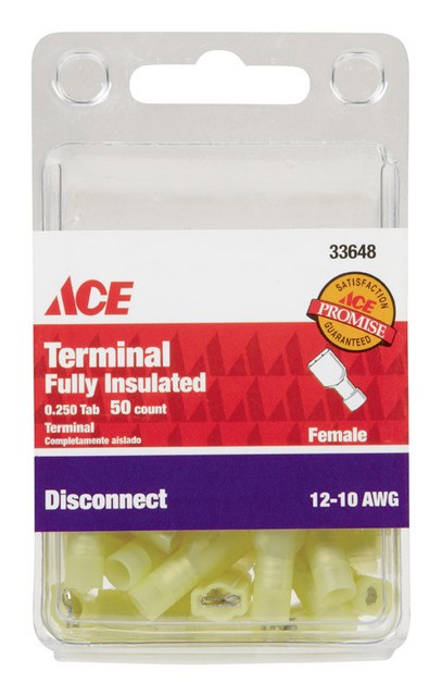 ACE 33648 Female Fully Insulated Terminal Crimp Connectors 12-10 AWG 0. ...