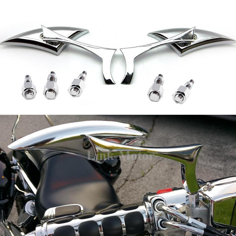 2x Chrome Blade Motorcycle Side Mirrors For Harley Touring Chopper ...