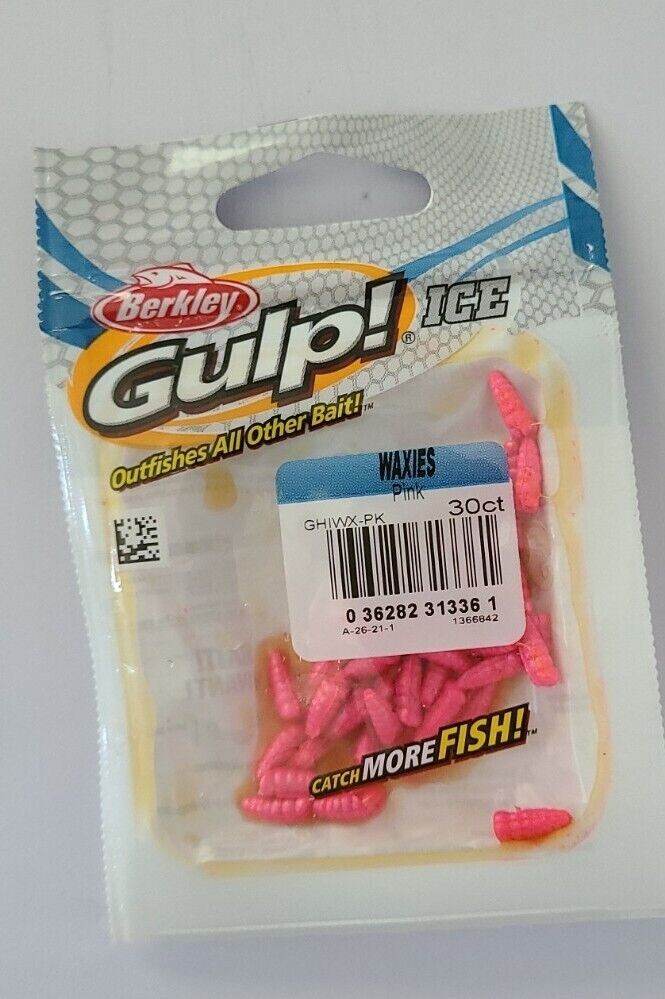 Gulp Alive Waxies Ice Fishing Waxies - Pink Color - 30 Count Pack - NEW ...