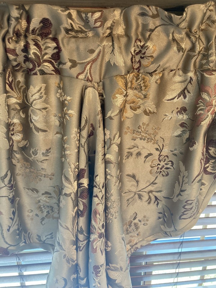 Vintage Bronze Floral Glossy Pleated curtains swags Set Of 6 valances ...