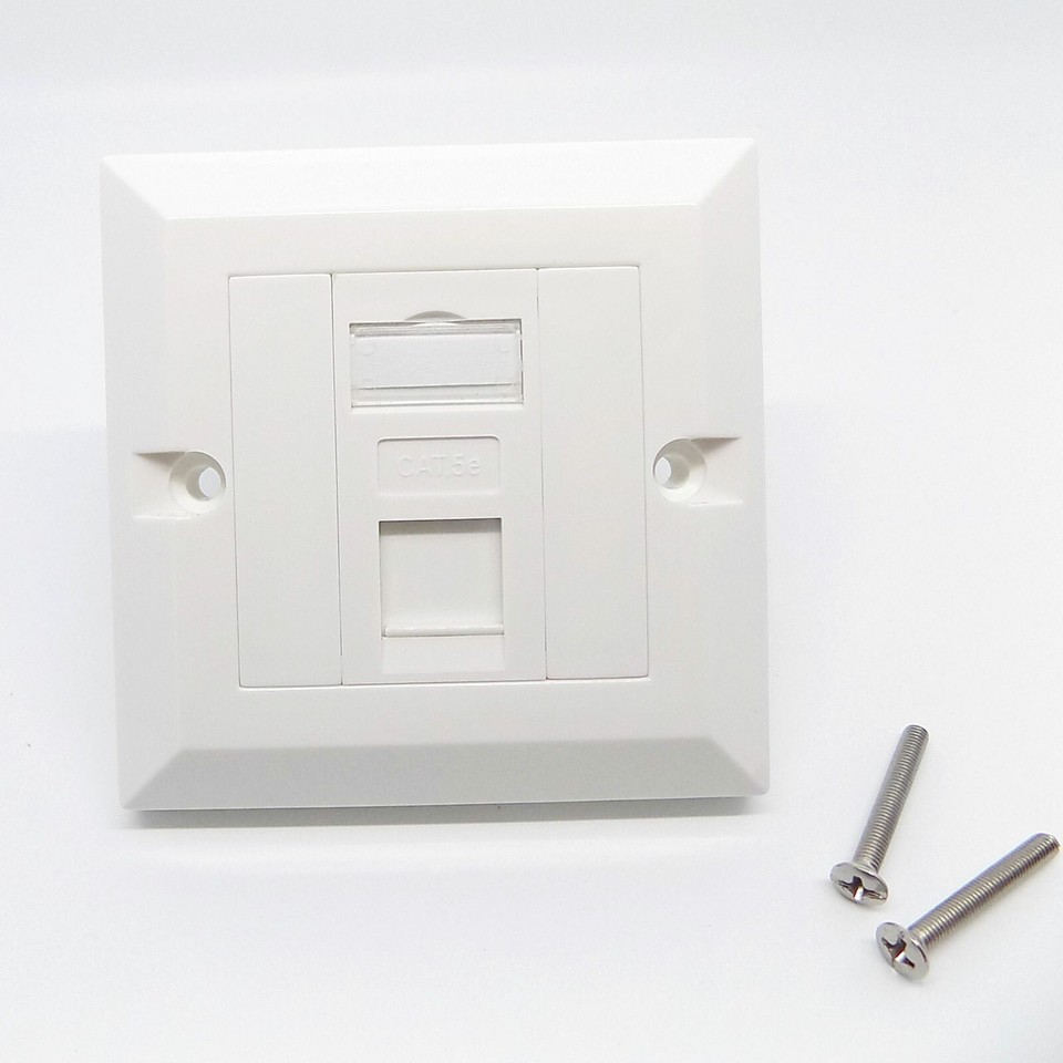 Modular Face Plate Back Box Keystone Jack RJ45 Cat5e Cat6 Network 2 /4 ...