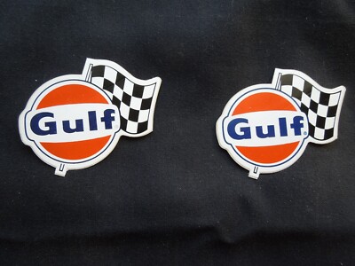 NOS PAIR of 1966 GULF RACING CHECKER FLAG STICKERS - DECALS NASCAR | eBay