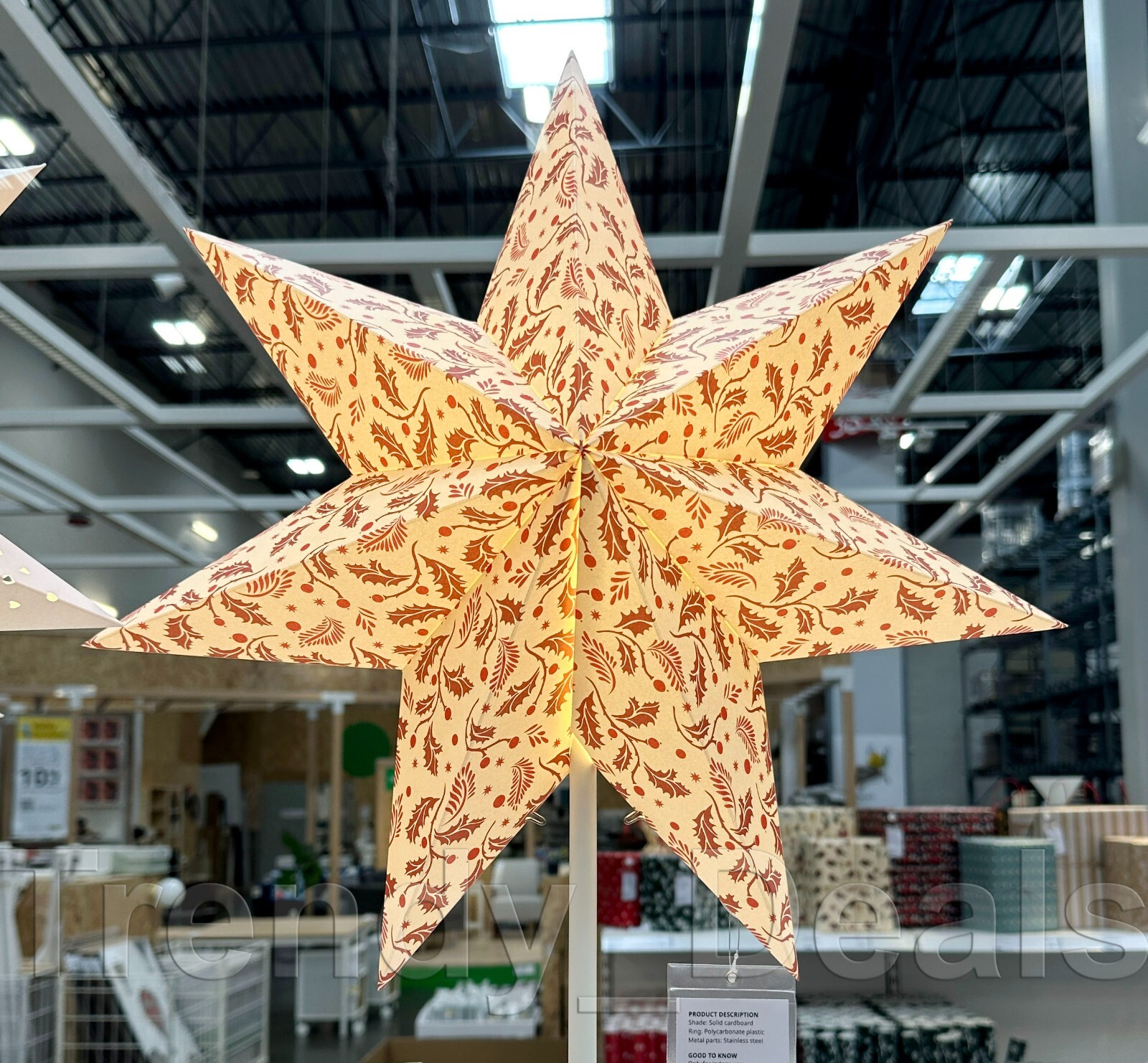 Ikea STRALA Star Light Pendant Table Lamp Shade Snowflake, White/Red ...