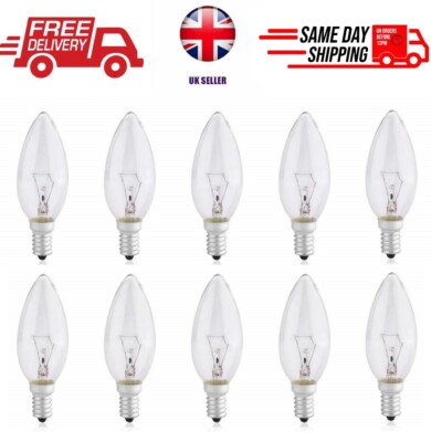 E14 B22 Candle Light Bulbs 40W 60W Clear Dimmable 10 PACK SES Bayonet ...