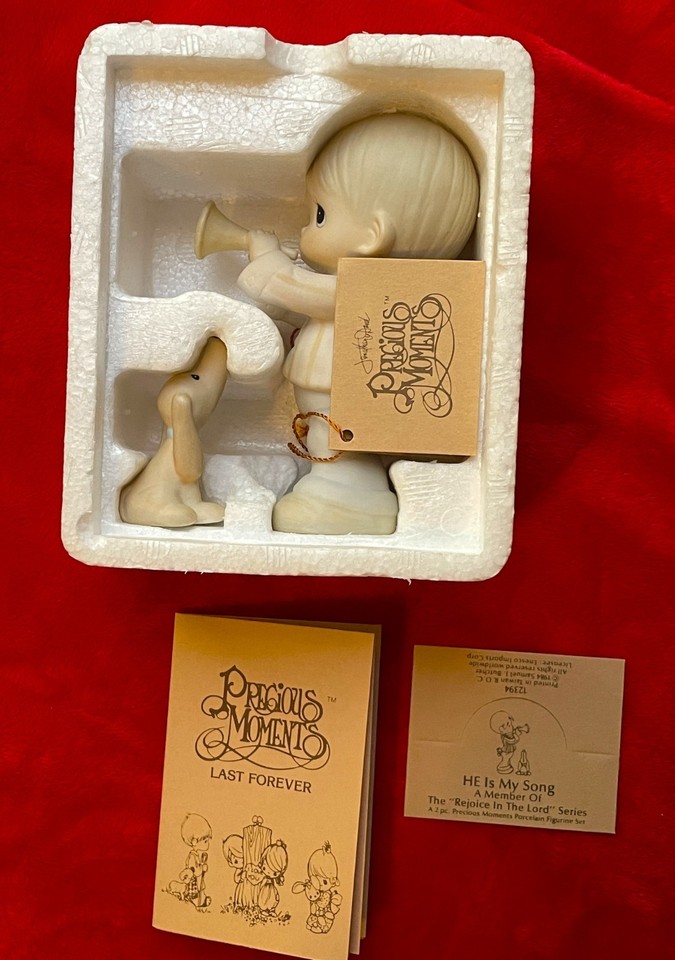 Precious Moments 12394 “He Is My Song” 2 Piece Set 1984 With Box | eBay