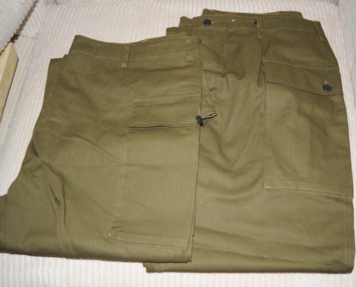 2 Pair REPRO WW2 US ARMY HBT PANTS 40x33 X L Airborne Paratrooper ...