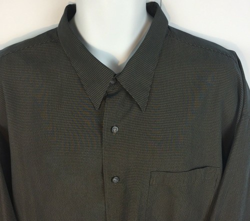 Chenzzo Mens Shirt XXL Button Front Long Sleeve Black tan Polynosic ...