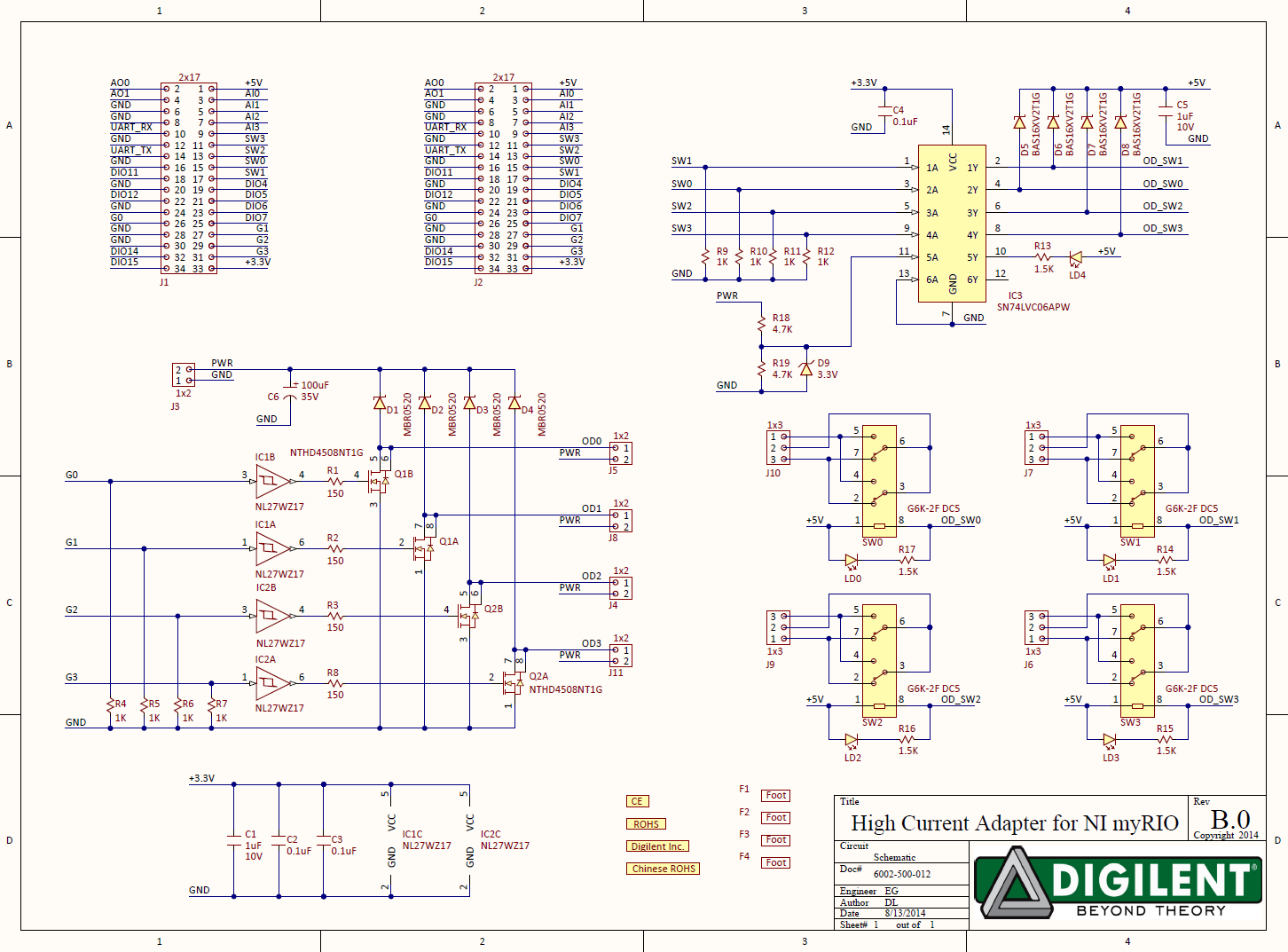 NI National Instruments / Digilent MXP High Current Adapter board for ...