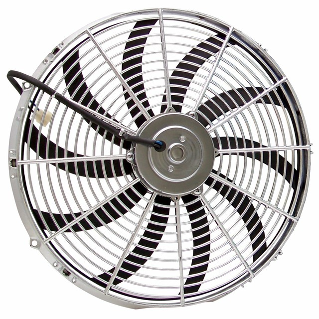 16" Inch Chrome Electric Cooling Radiator Fan Curved Hot Rod With Mount ...