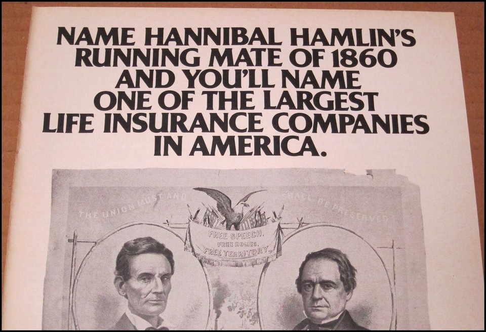 1980 Lincoln National Life Print Ad Abraham Lincoln Hannibal Hamlin ...