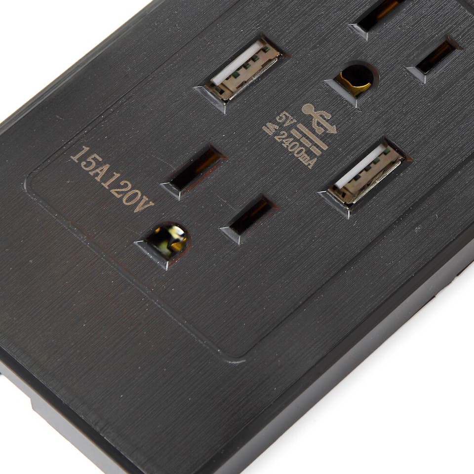 Dual Wall Outlet with USB Ports Charger AC Power Receptacle Plate Panel ...