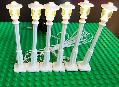 New 6 White Lamp Post led street light for lego usb connected 6 posts ...