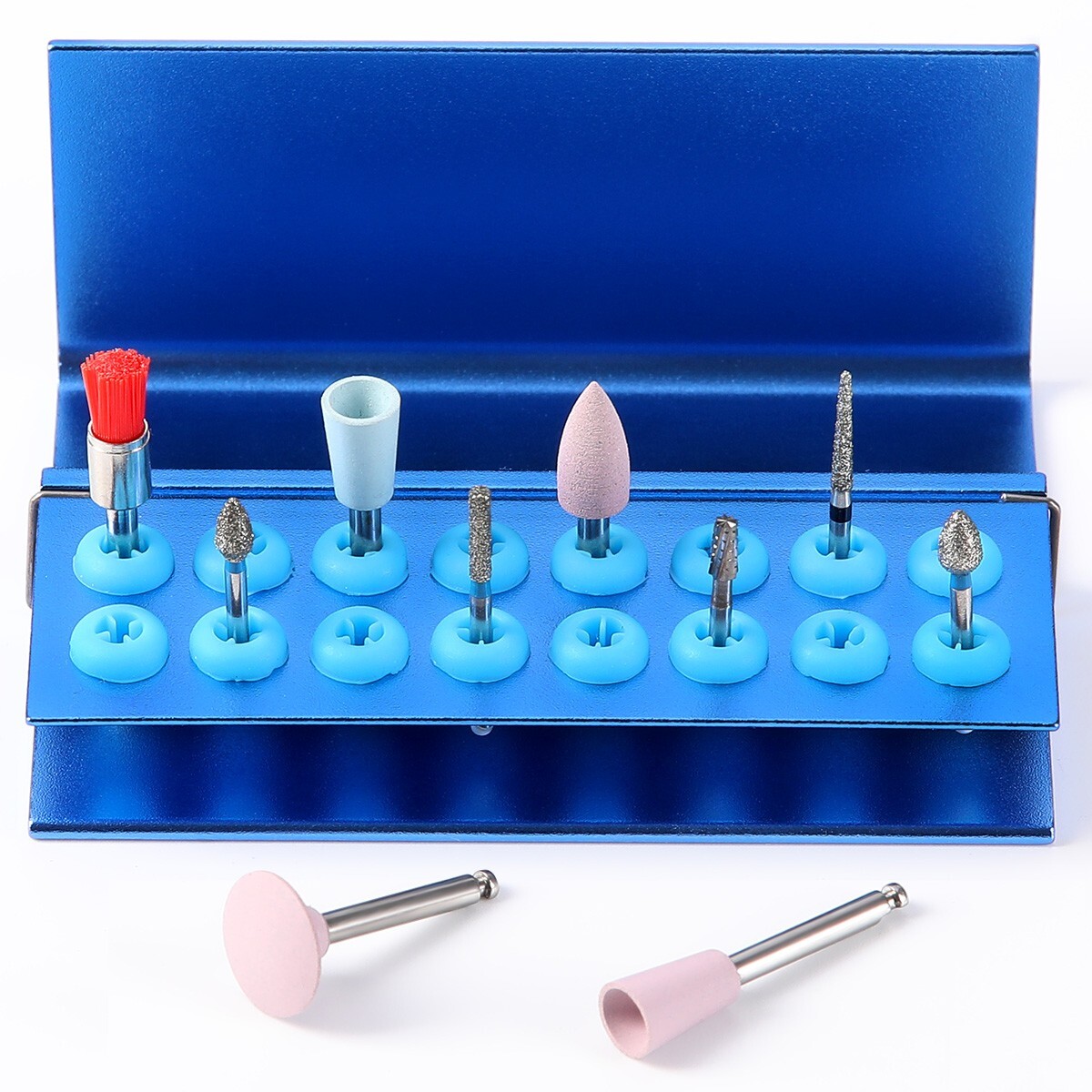 10Pcs Dental Bur Block with Cover 16 Holes Blue Autoclavable For FG RA ...