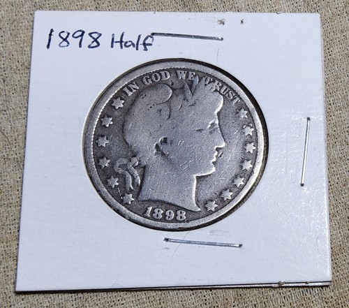 1898 DATED BARBER SILVER HALF DOLLAR COIN IN GOOD CIRCULATED CONDITION ...