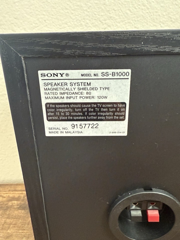 Pair SONY SS-B1000 8 Ohms 120 Watts 120W Black Wood Bookshelf Speakers ...
