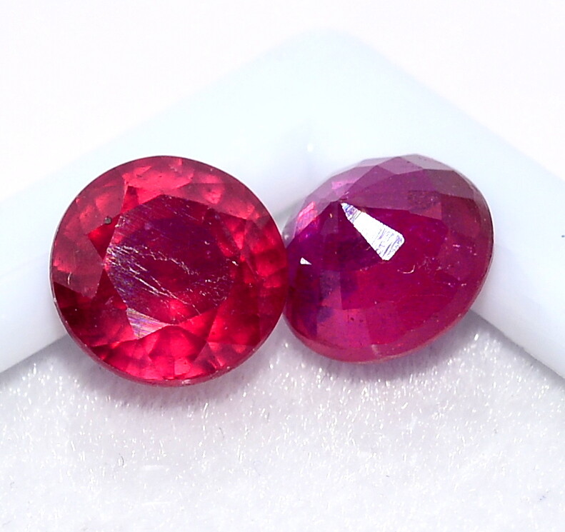 3.94 Cts Natural Ruby Round Cut Pair 7 mm Deep Red Shade Loose ...