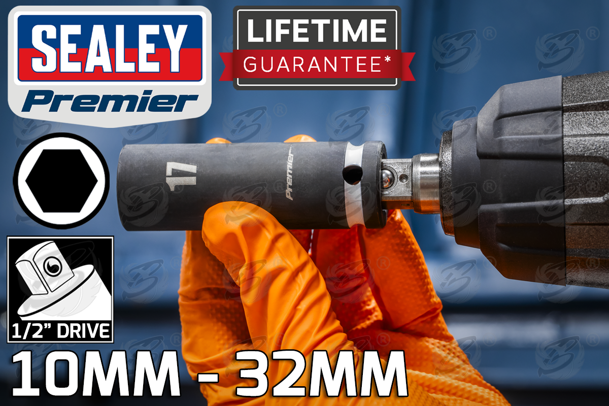 SEALEY DEEP & SHALLOW IMPACT SOCKET Set 1/2"Dr 34pc 10mm-32mm 6pt Hex ...