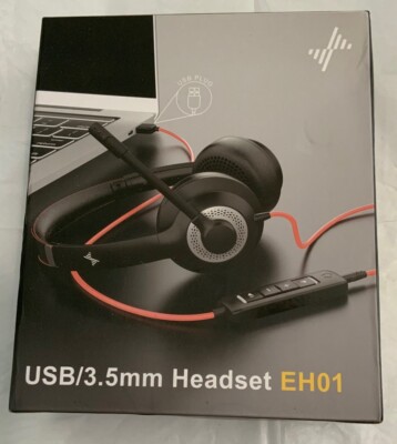 Headset USB/3.5mm Mic for PC Computer Laptop Headphones Eaglend EH01 ...