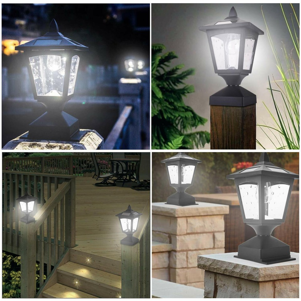 Solar Lamp Post Lights Outdoor LED Deck Fence Cap Garden Waterproof ...