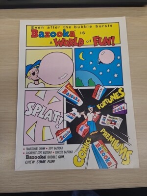Bazooka Joe vintage print ad "World of Fun" 1992 comic strip various ...