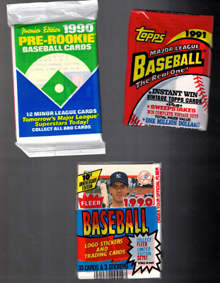 BIG Wholesale Lot of Unopened Baseball Cards In Wax Packs - Vintage 50 ...