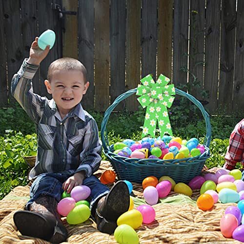 2PCS Floral Wreath Bows, Spring Easter Green Flower Bows for 2pcs Green ...