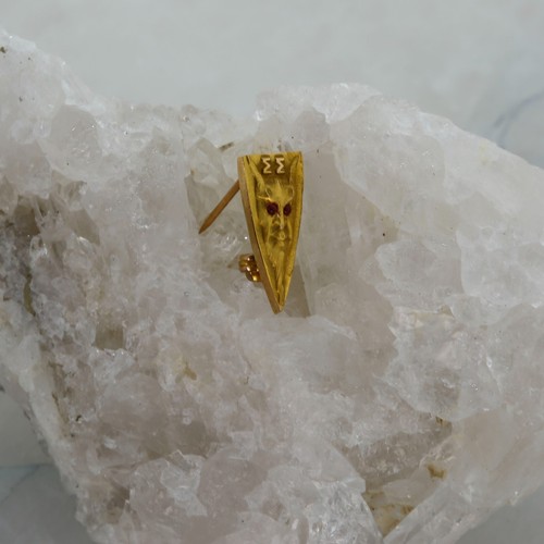 14K Yellow Gold Devil faced pin w/ Ruby Accents Sigma Sigma Fraternal ...