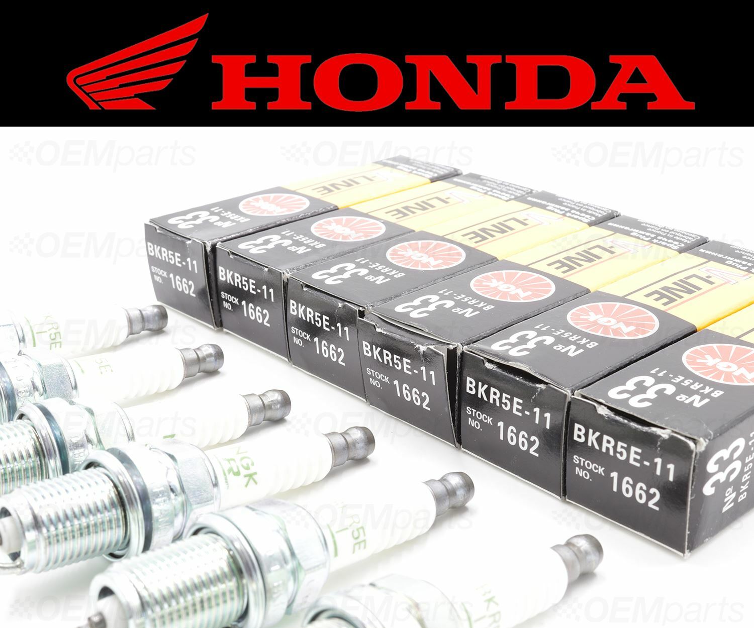 Set of (6) NGK BKR5E-11 Spark Plugs Honda (See Fitment Chart) #98079 ...