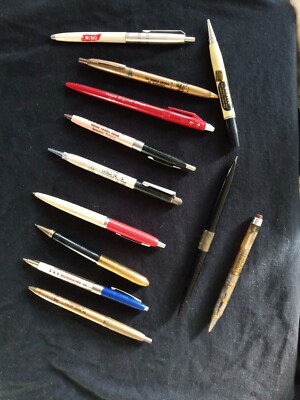 12 Vintage Pens Advertising 50'S 60'S ETC. Retractable pens Indiana | eBay