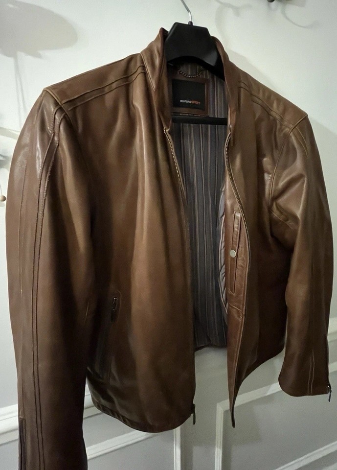 Murano Sport Brown Leather Jacket Men’s Pre-owned Excellent Condition ...