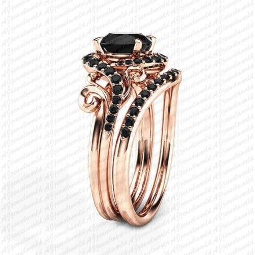 2Ct Round Cut Lab Created Black Diamond Halo Bridal Engagement Ring ...