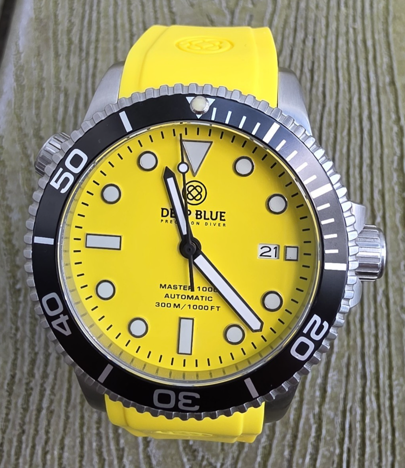 Deep Blue Master 1000 II Automatic Men's Watch Yellow Dial Silicone ...