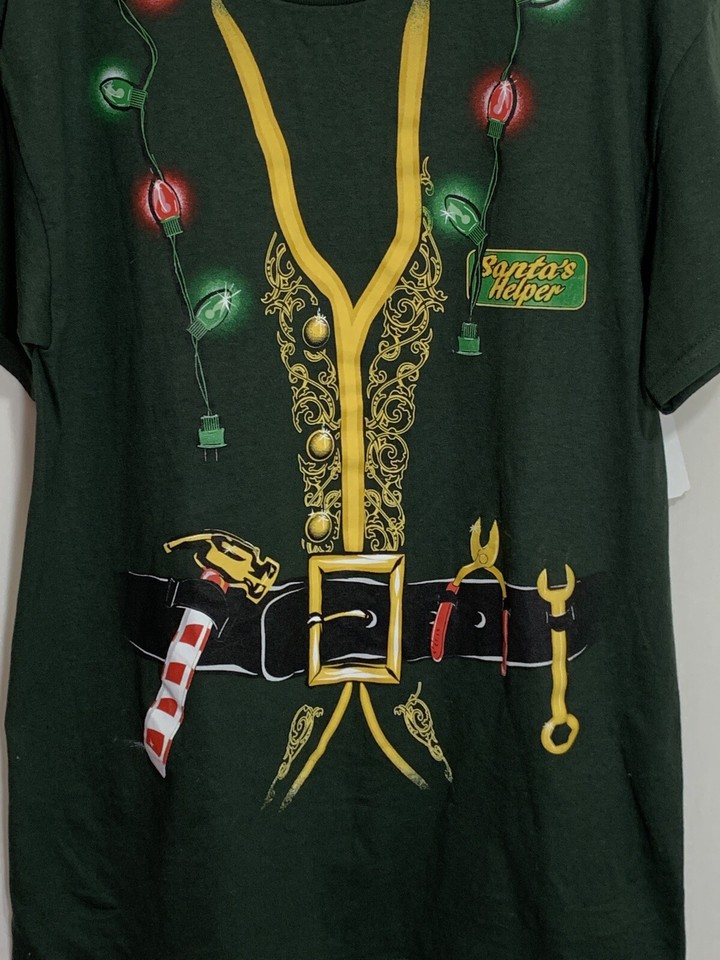Santa’s Helper Christmas Mens T Shirt Medium Green Tools Tee Shirt | eBay