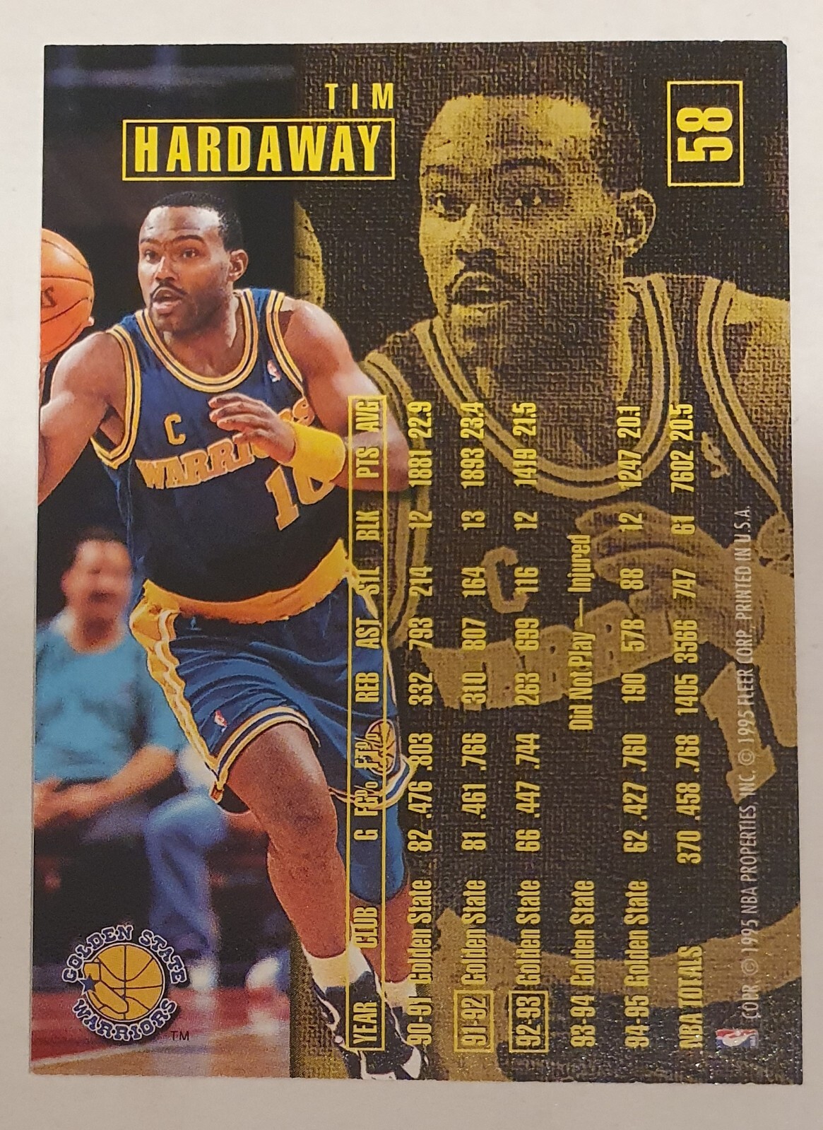 Tim Hardaway Golden State Warriors 1995-96 Fleer NBA Basketball Trading ...