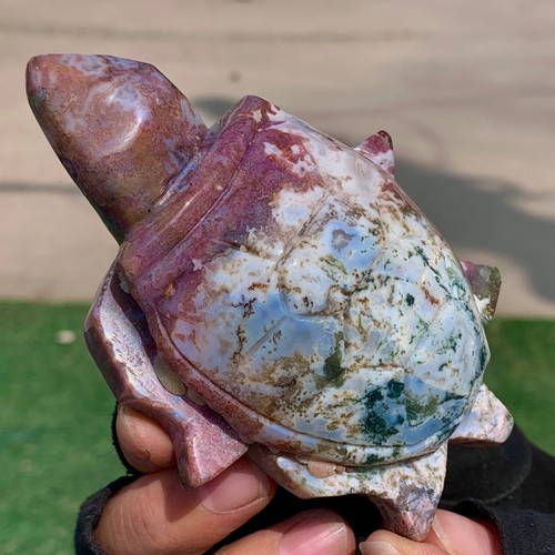 238G Amazing Natural Ocean Jade Crystal Carving turtle Jade Halo Stone ...