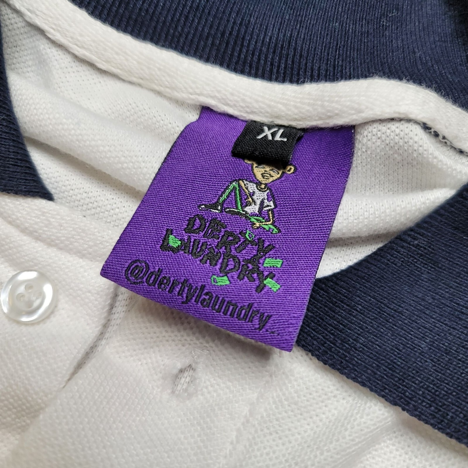 Derty Laundry mens emoji smiley face white logo polo … - Gem