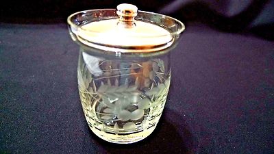 VINTAGE STERLING SILVER & ETCHED CRYSTAL CONDIMENT JAR | eBay