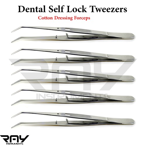 Dental Surgical Self Locking Tweezer, Cotton Dressing Tissue Forceps ...