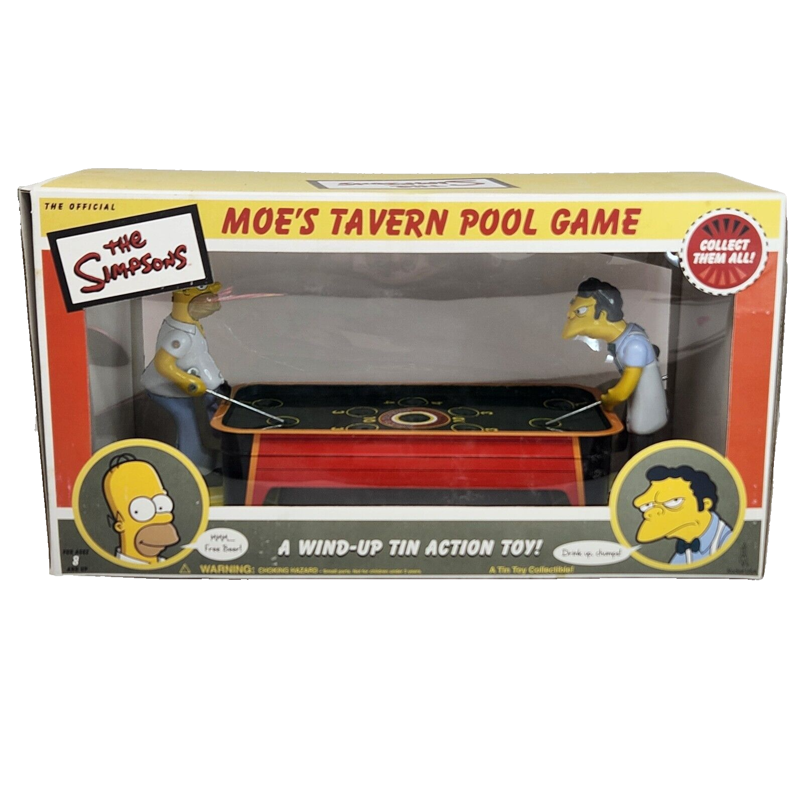 2002 THE SIMPSONS MOE'S TAVERN POOL GAME WIND UP TIN ACTION TOY NEW IN ...
