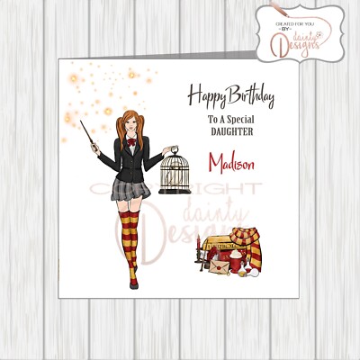 Personalised Harry Potter Hermione Birthday Card Daughter Granddaughter ...