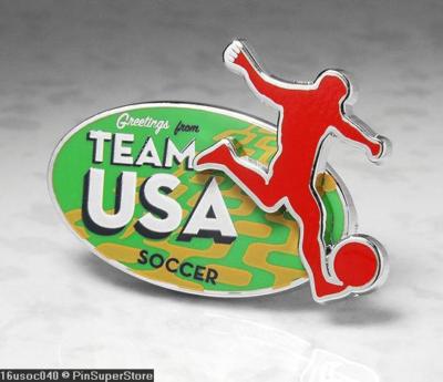 OLYMPIC PINS BADGE 2016 RIO DE JANEIRO BRAZIL USA 2-TIERED SPORT SOCCER ...