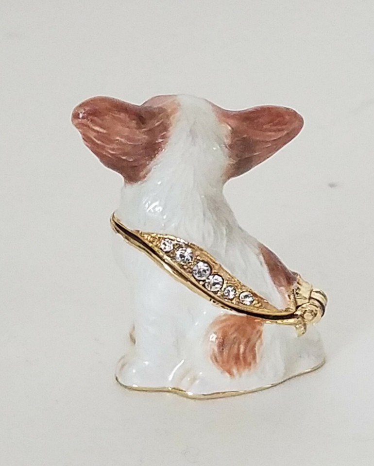 Charming Papillon Pewter Bejeweled Hinged Trinket Box Miniature ...