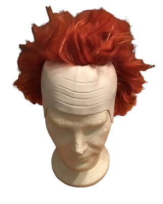IT Clown Latex Headpiece Wig Mens Pennywise Halloween Movie Costume ...