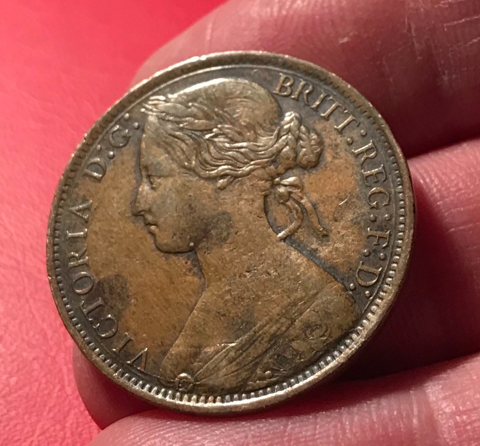 1861 Queen Victoria Bun Head Penny Error Extra Flan top of Britannia My ...