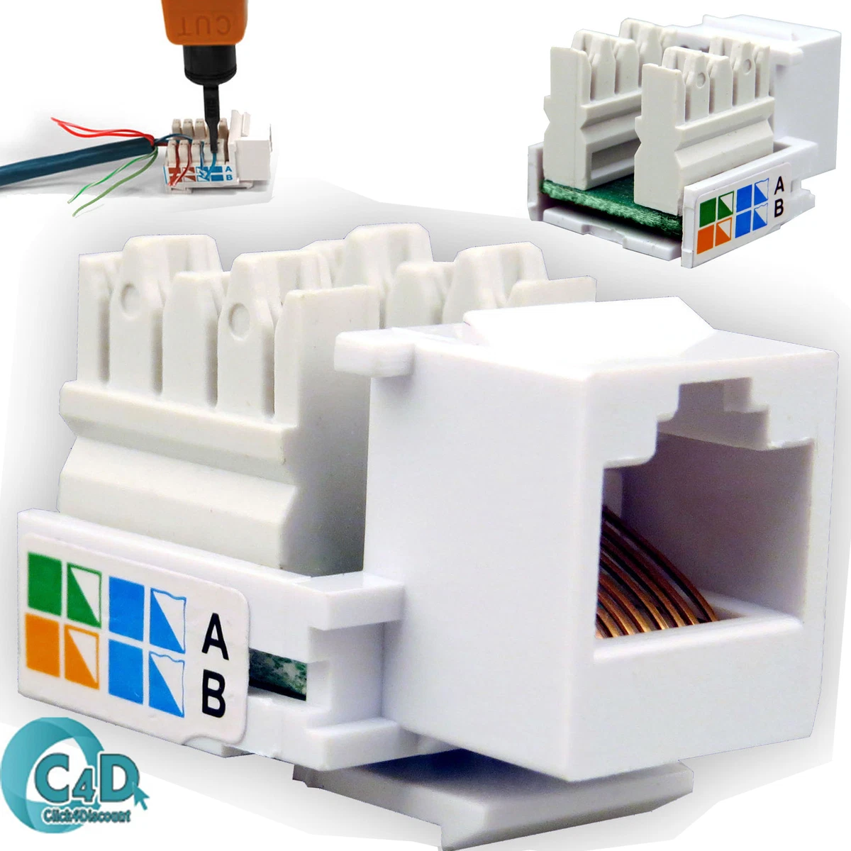 CAT6 RJ45 Insert Keystone Gigabit LAN Coupler Plug Standard, 41% OFF