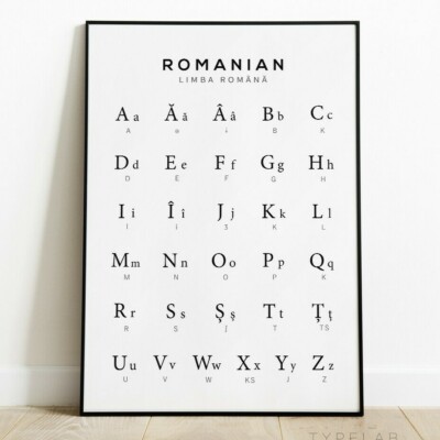 Romanian Alphabet Print, Limba Romana Alphabet Chart Poster, Romania ...