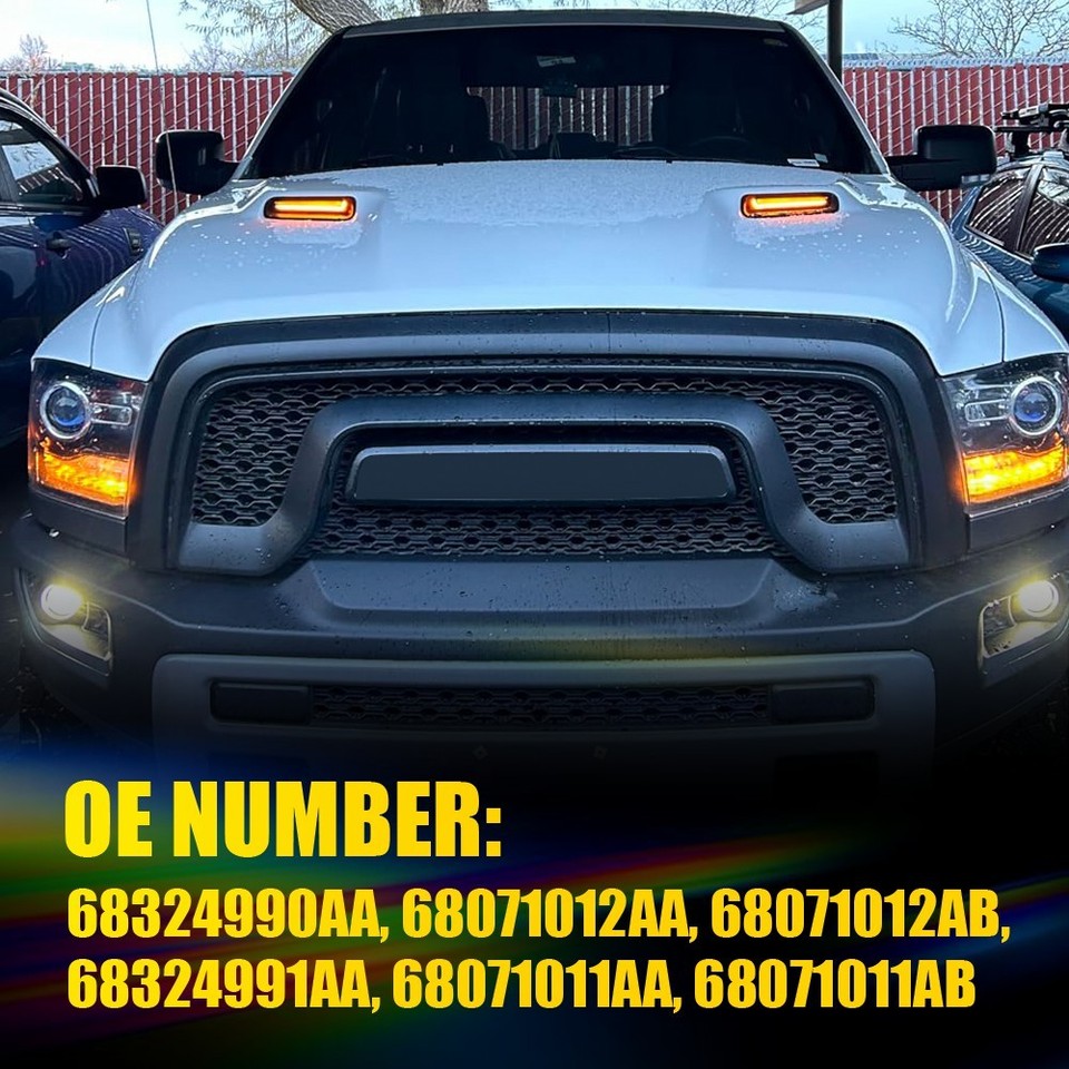 2x Smoke LED Hood Bezel Driving Light Dynamic Amber White for 2011-2018 ...