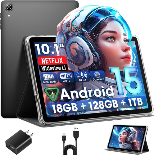Android 15 Tablet 10 Inch, 18GB RAM 128GB ROM Octa-Core Processor 1280 ...