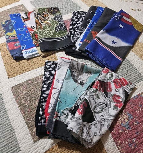 LOT of 13 Vintage Handkerchief Bandanas Mostly USA Made Mixed Variety ...